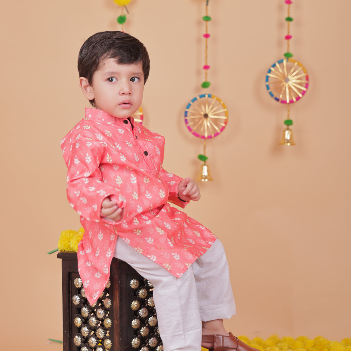 Desi Dude Peach Kurta pajama Set – Tutu Tata